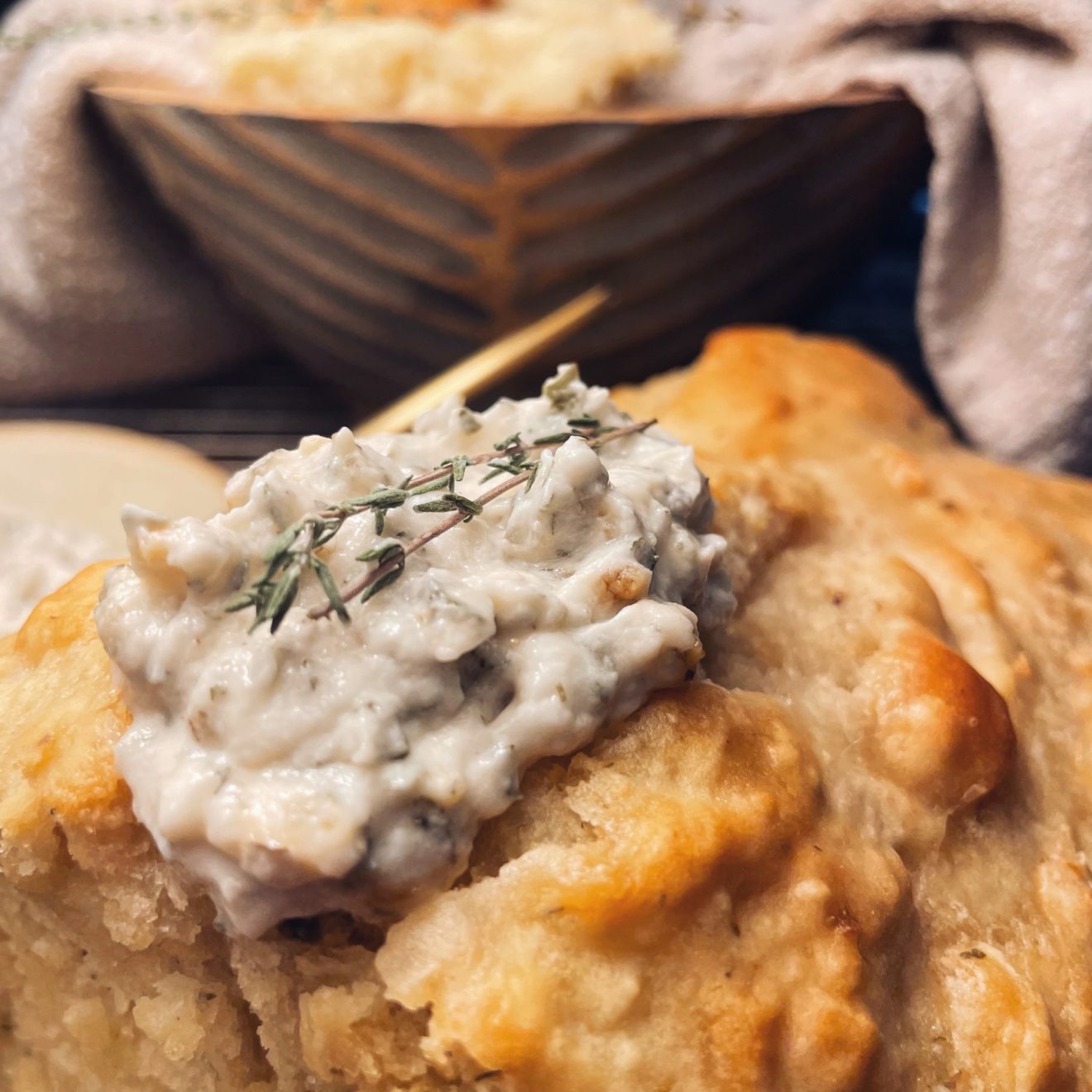 Vegan Oyster Mushroom Biscuits and Gravy - Faraway Kitchen