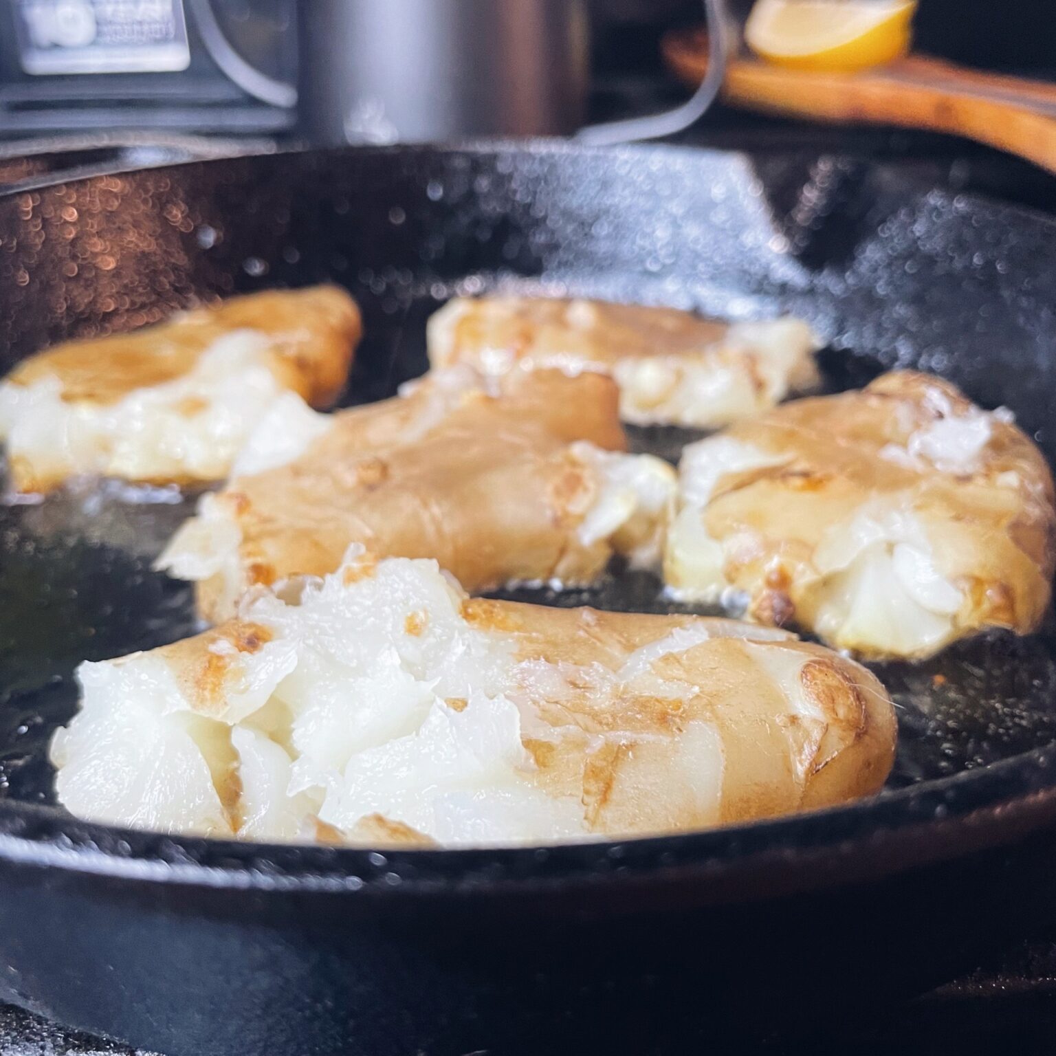 Smashed Jerusalem Artichokes in Lemon Caper Aioli - Faraway Kitchen