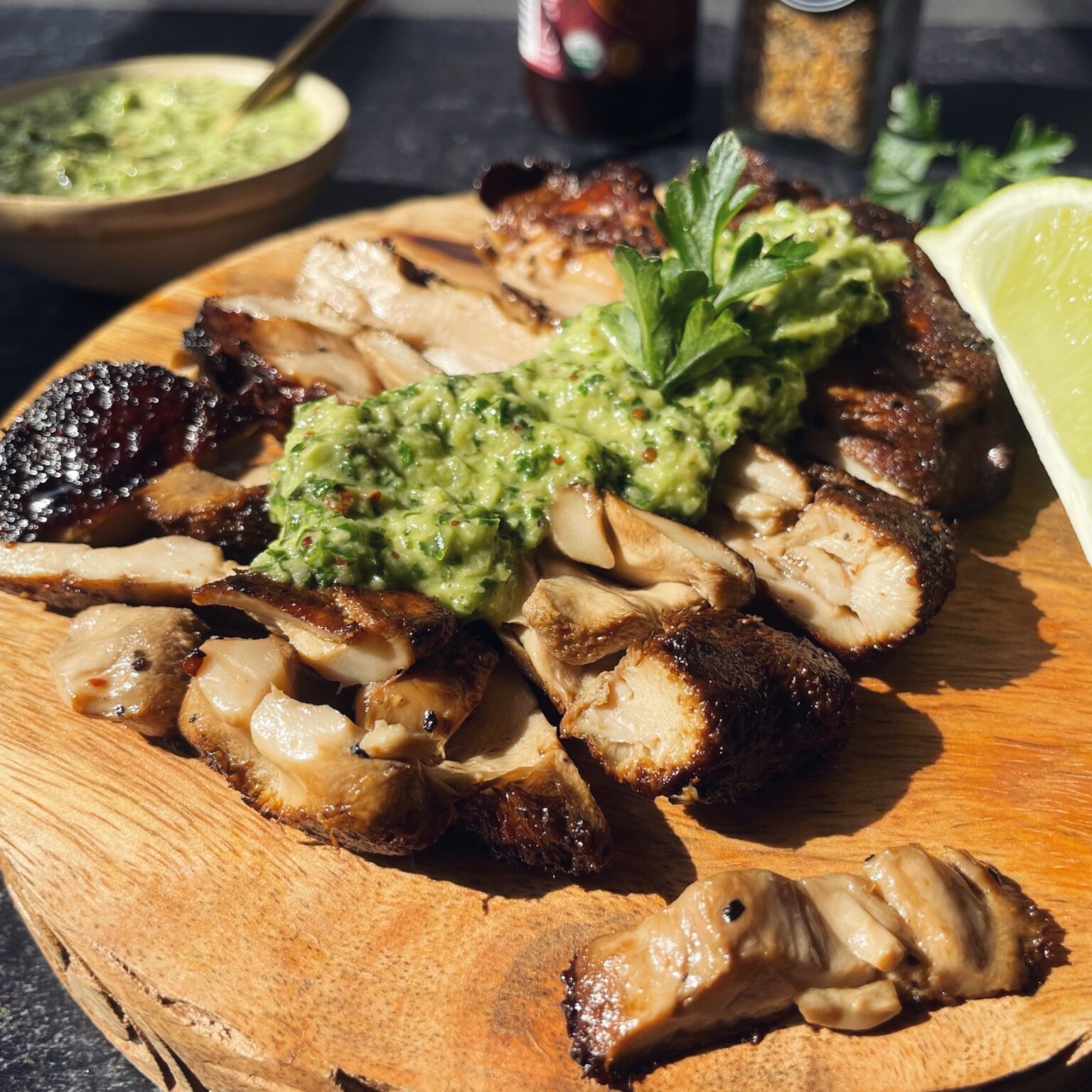 Argentinian Lions Mane Steak with Dijon Chimmichurri - Faraway Kitchen